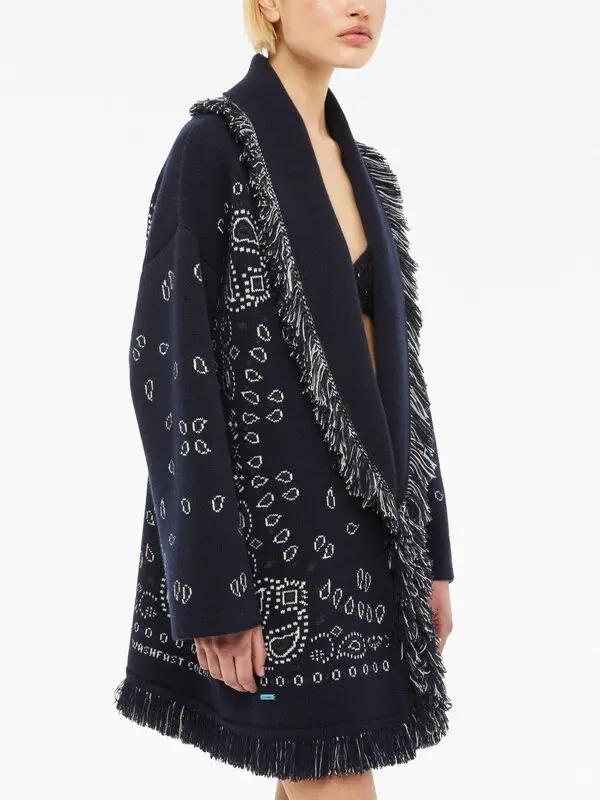 Alanui Bandana Jacquard Cashmere Cardigan - Blue