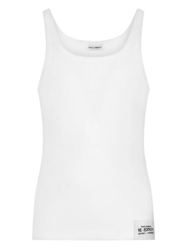 Dolce & Gabbana Logo-patch Cotton Tank Top - White