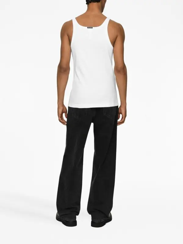 Dolce & Gabbana Logo-patch Cotton Tank Top - White