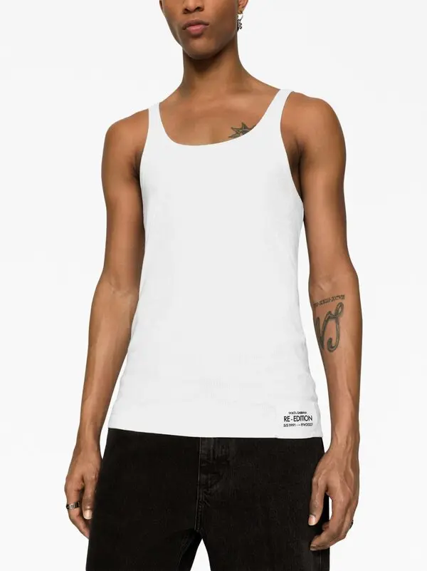 Dolce & Gabbana Logo-patch Cotton Tank Top - White