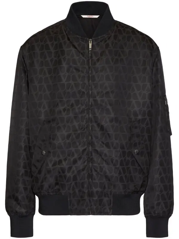 Valentino Garavani Nylon Bomber Jacket With Toile Iconographe Print