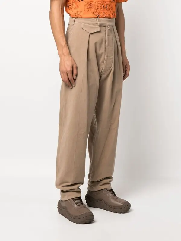 Moschino Pleat-detail Cotton Straight Trousers