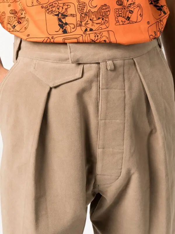 Moschino Pleat-detail Cotton Straight Trousers