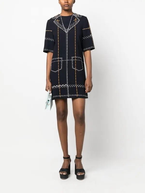 Moschino Contrast-stitch Graphic Shift Dress