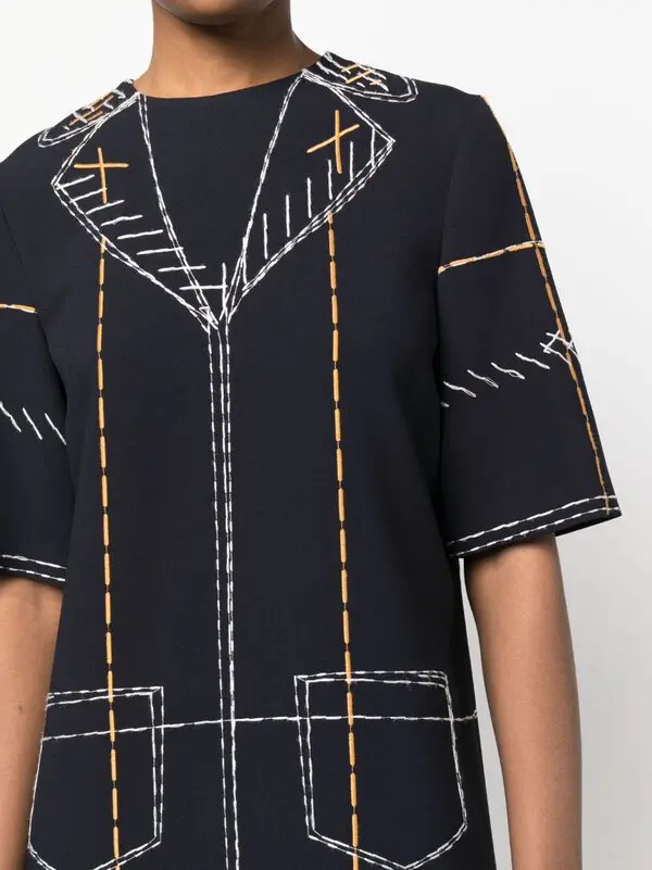 Moschino Contrast-stitch Graphic Shift Dress
