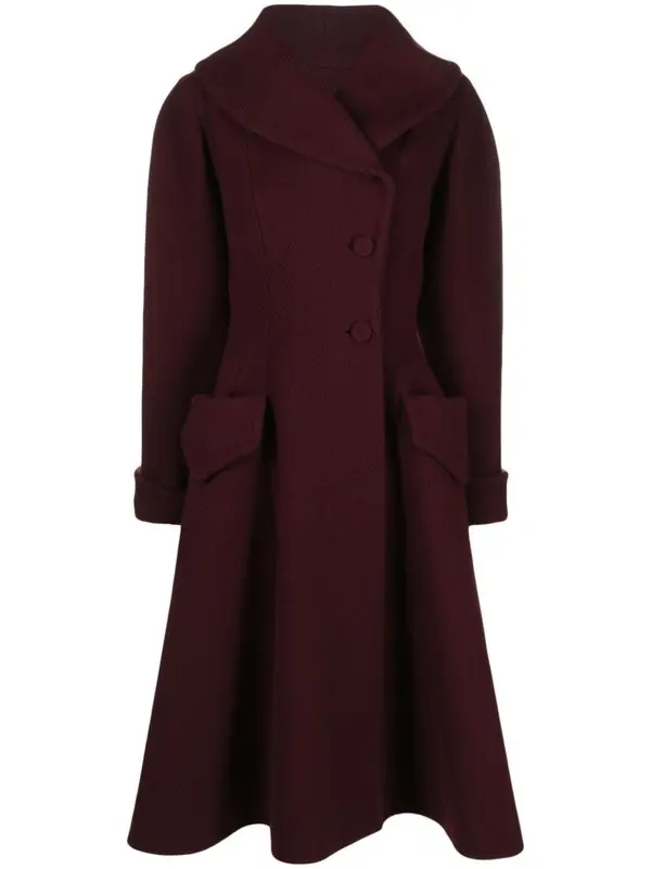 Moschino A-line Double-breasted Coat - Purple