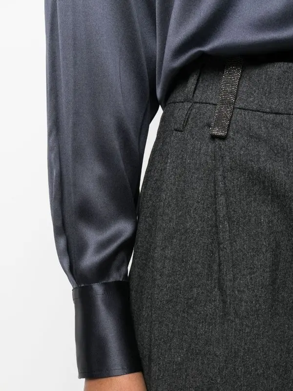 Brunello Cucinelli Monili-embellished Tapered Trousers - Grey