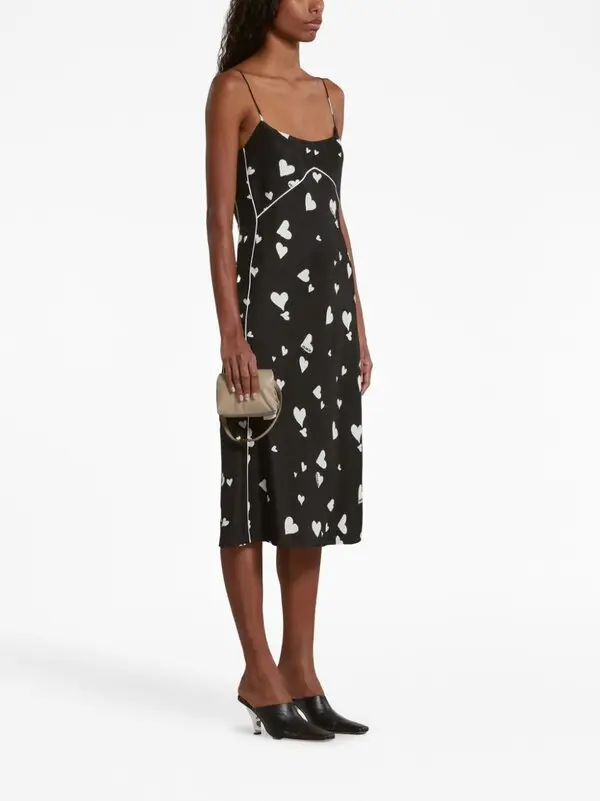 Marni Heart Print Silk Slip Dress