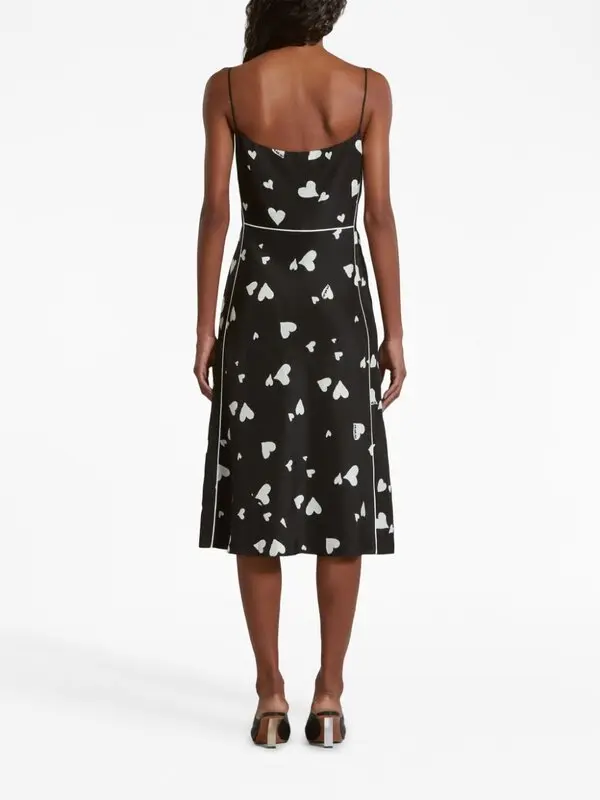 Marni Heart Print Silk Slip Dress