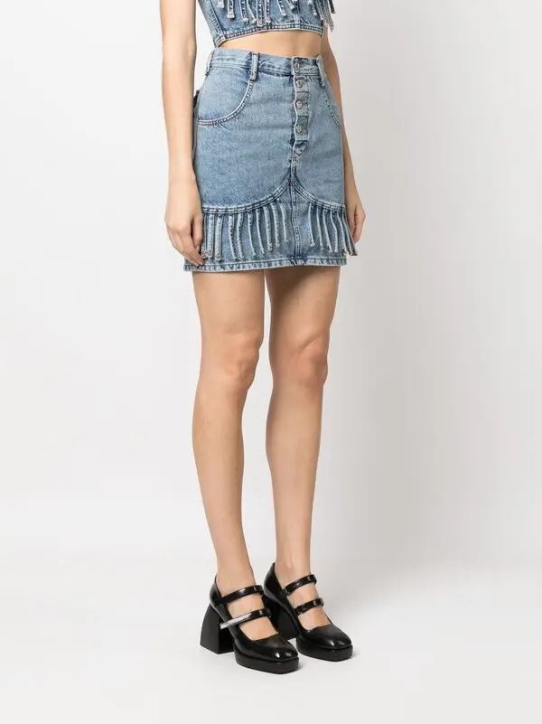 Moschino Fringe-detail Denim Skirt