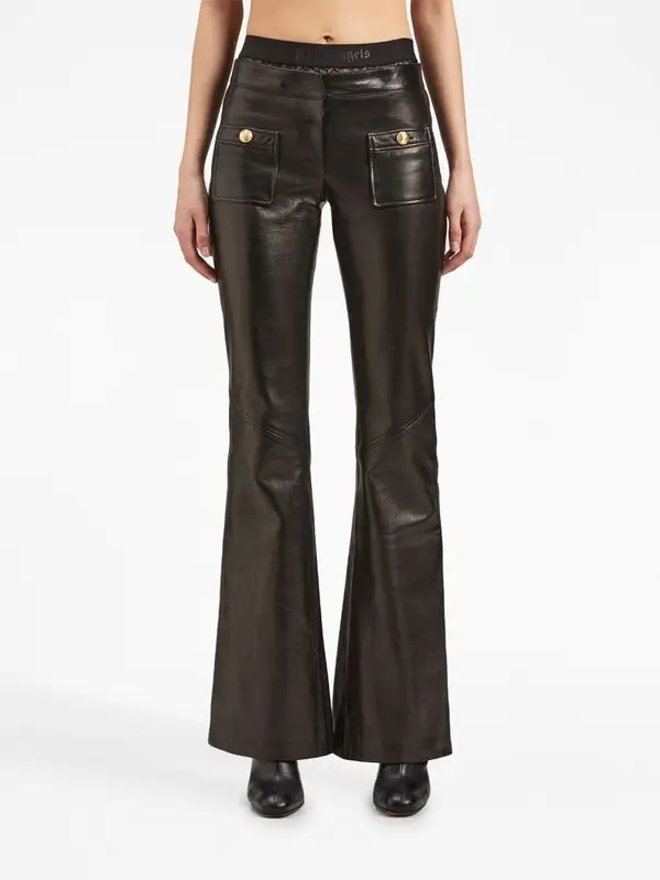 Palm Angels Mid-rise Leather Flared Trousers