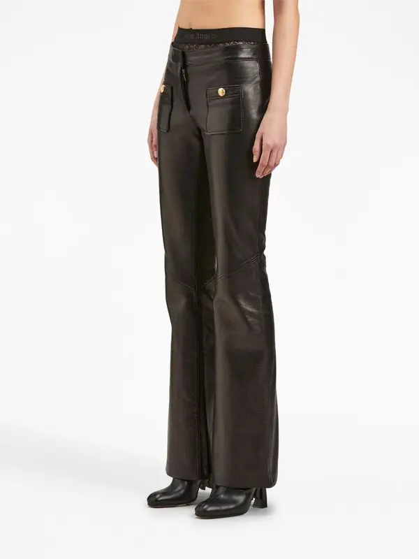 Palm Angels Mid-rise Leather Flared Trousers