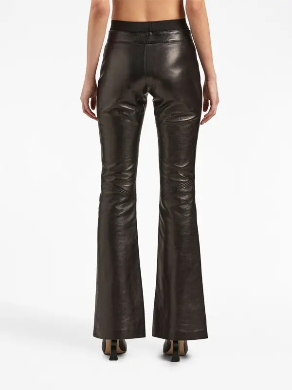 Palm Angels Mid-rise Leather Flared Trousers