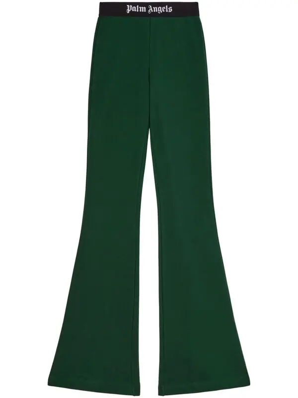 Palm Angels Logo-tape Flared Trousers - Green