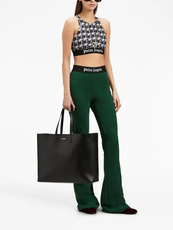 Palm Angels Logo-tape Flared Trousers - Green