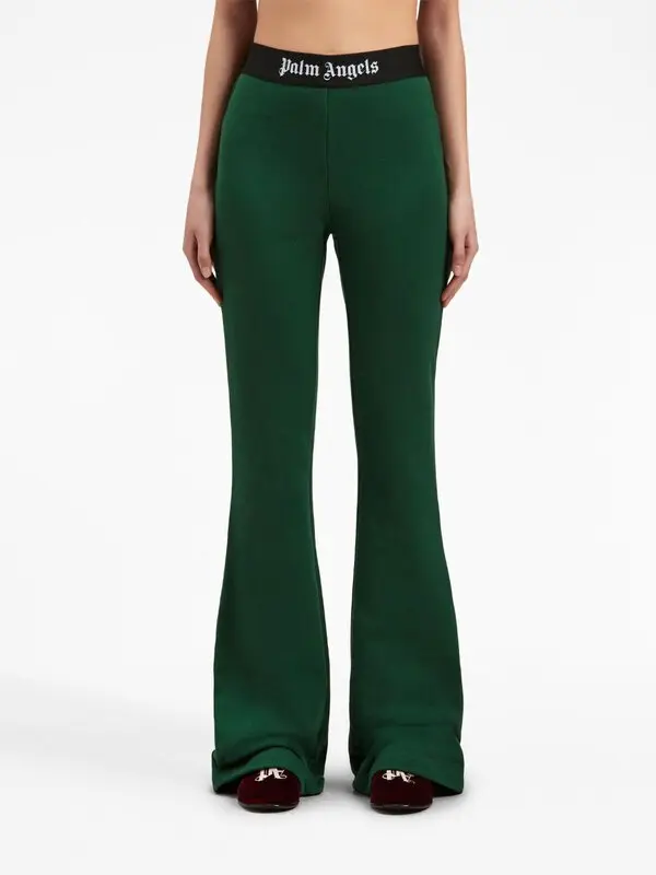 Palm Angels Logo-tape Flared Trousers - Green
