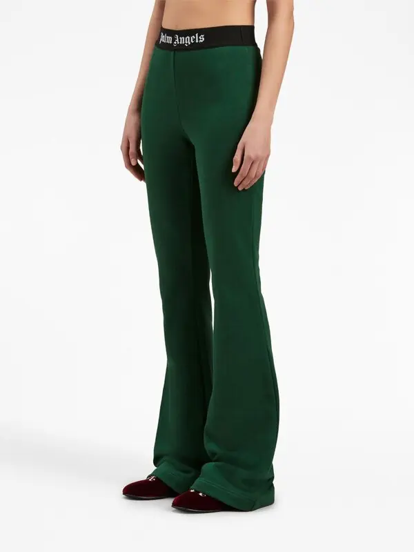 Palm Angels Logo-tape Flared Trousers - Green