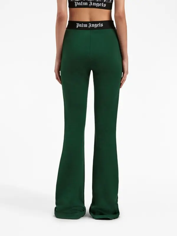 Palm Angels Logo-tape Flared Trousers - Green