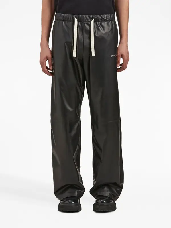 Palm Angels Logo-print Leather Track Pants - Black