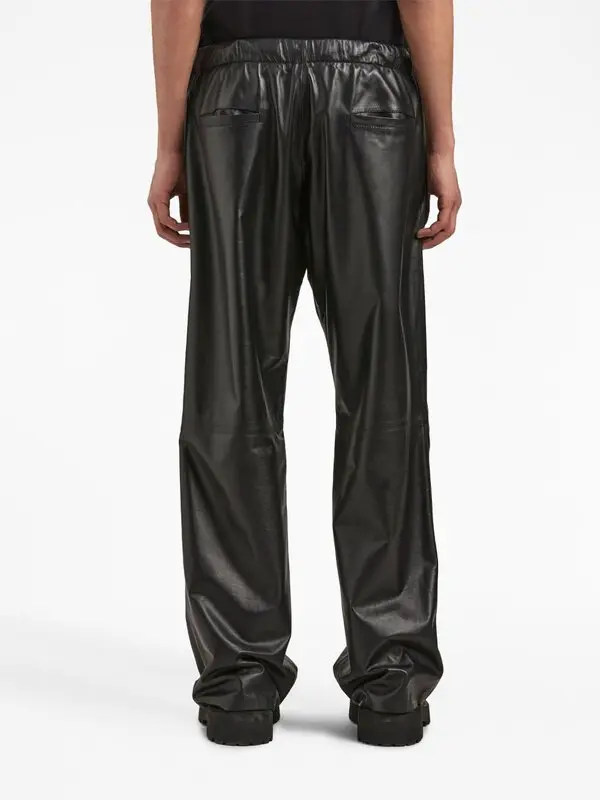 Palm Angels Logo-print Leather Track Pants - Black