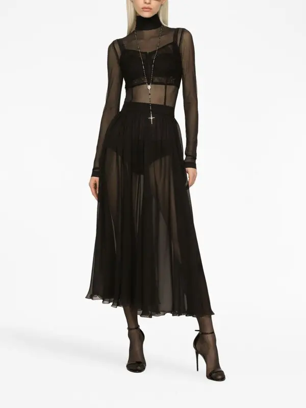 Dolce & Gabbana High-waisted Pleated Midi Skirt - Black