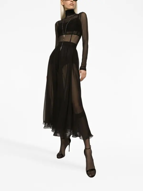 Dolce & Gabbana High-waisted Pleated Midi Skirt - Black