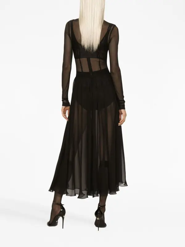 Dolce & Gabbana High-waisted Pleated Midi Skirt - Black