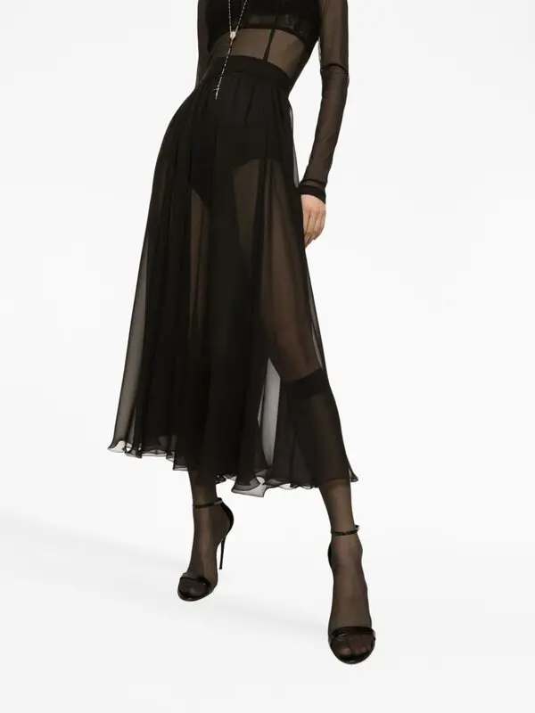 Dolce & Gabbana High-waisted Pleated Midi Skirt - Black
