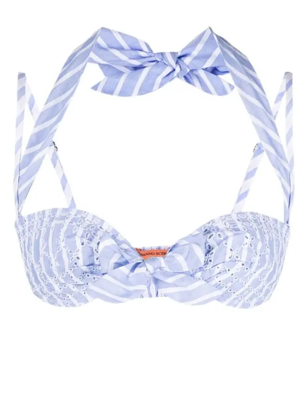 Ermanno Scervino Broderie-anglaise Bikini Top - Blue