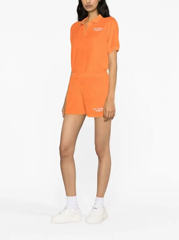 SPORTY & RICH Logo-embroidered Shorts - Orange