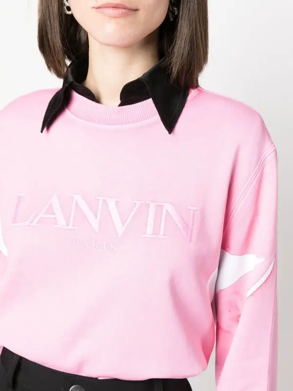 LANVIN Embroidered Logo Crew-neck Sweatshirt