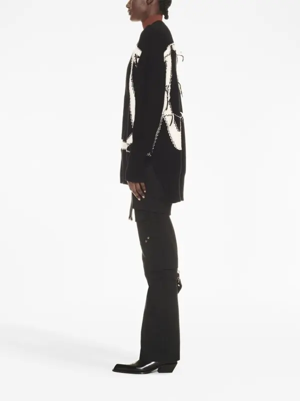 Off-White Logo-intarsia Wool Cardigan - Black