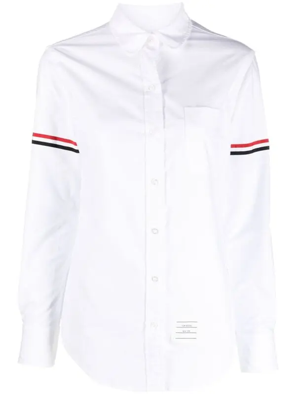 Thom Browne Rwb-stripe Cotton Shirt - White
