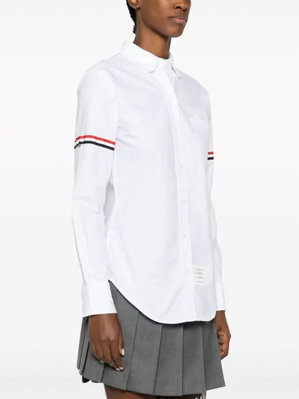 Thom Browne Classic Oxford Shirt With Rwb Stripe Detail - White