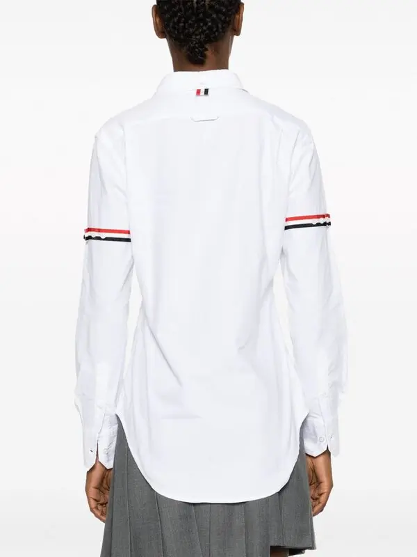 Thom Browne Classic Oxford Shirt With Rwb Stripe Detail - White