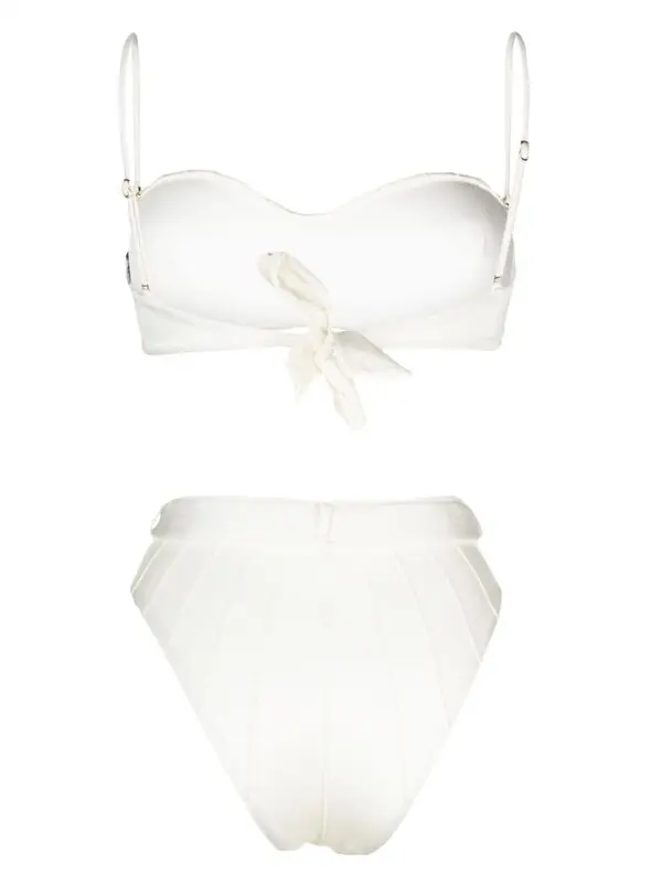 NOIRE SWIMWEAR High-waist Belted Bikini Set - Neutrals