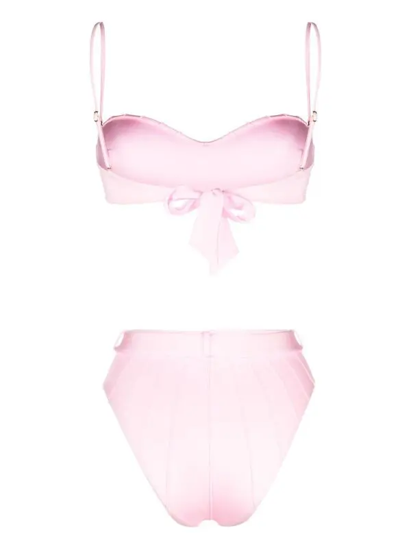 NOIRE SWIMWEAR High-waist Belted Bikini Set - Pink