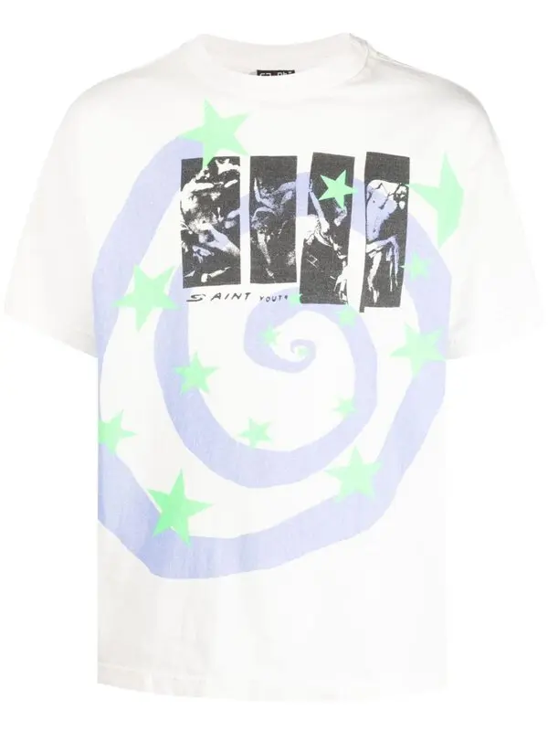 SAINT MXXXXXX Graphic-print Cotton T-shirt - White