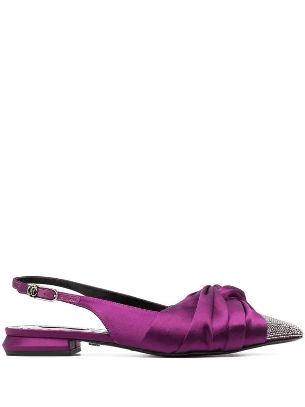 Roberto Cavalli Knot-detail Slingback Ballerinas - Purple