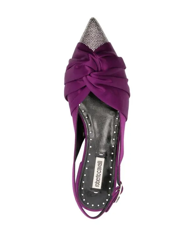 Roberto Cavalli Knot-detail Slingback Ballerinas - Purple