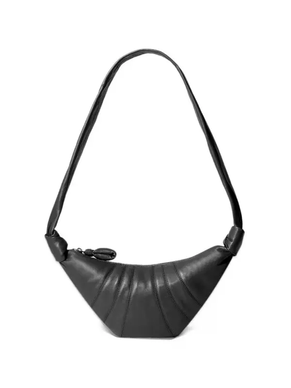 LEMAIRE Small Croissant Bag In Leather - Dark Chocolate
