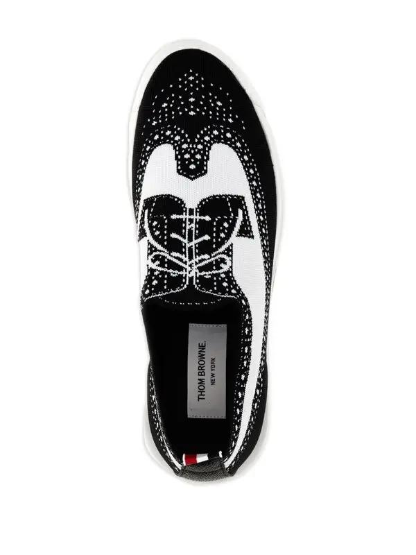 Thom Browne Brogue-knit Tech Runner Sneakers - Black