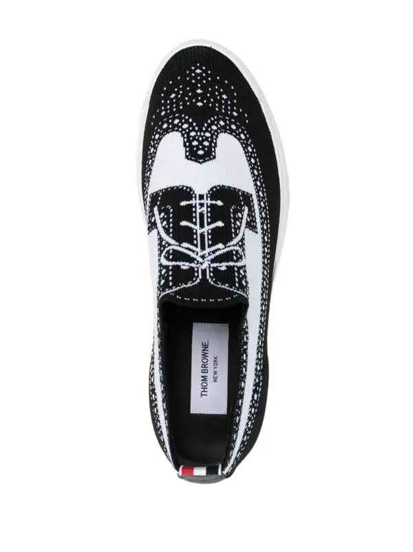 Thom Browne Brogue-knit Tech Runner Sneakers - Black