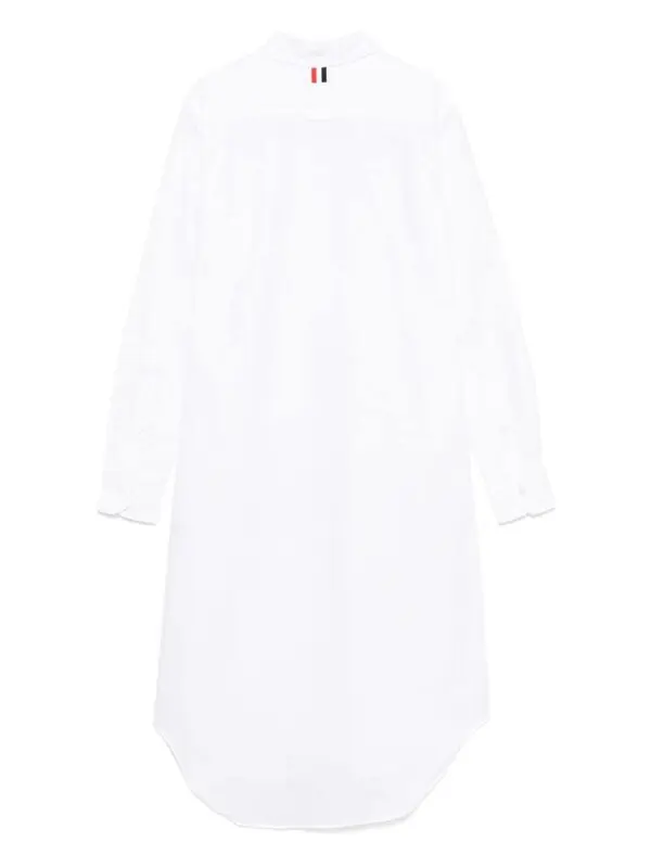 Thom Browne Cotton Grosgrain Placket Shirt Dress - White