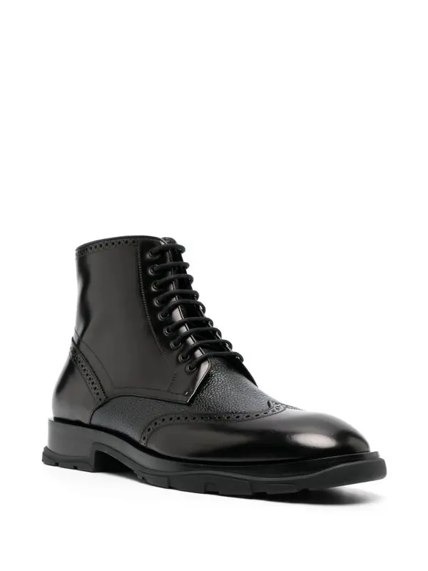 Alexander McQueen Textured Lace-up Boots