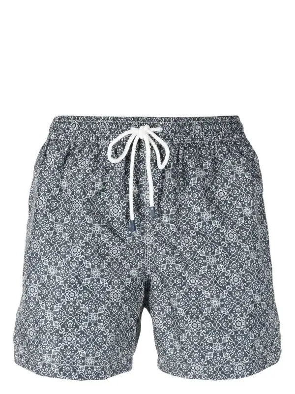 Fedeli Graphic-print Drawstring Swim Shorts