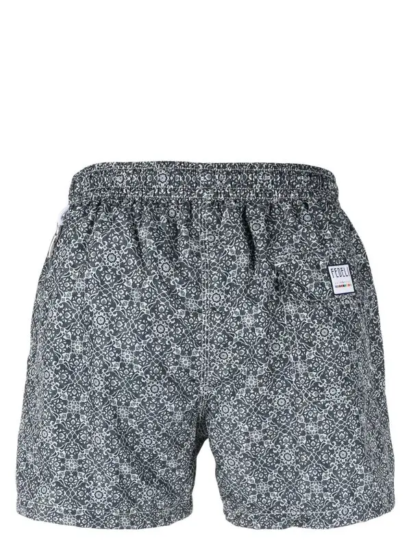 Fedeli Graphic-print Drawstring Swim Shorts