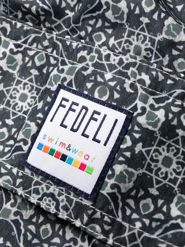Fedeli Graphic-print Drawstring Swim Shorts