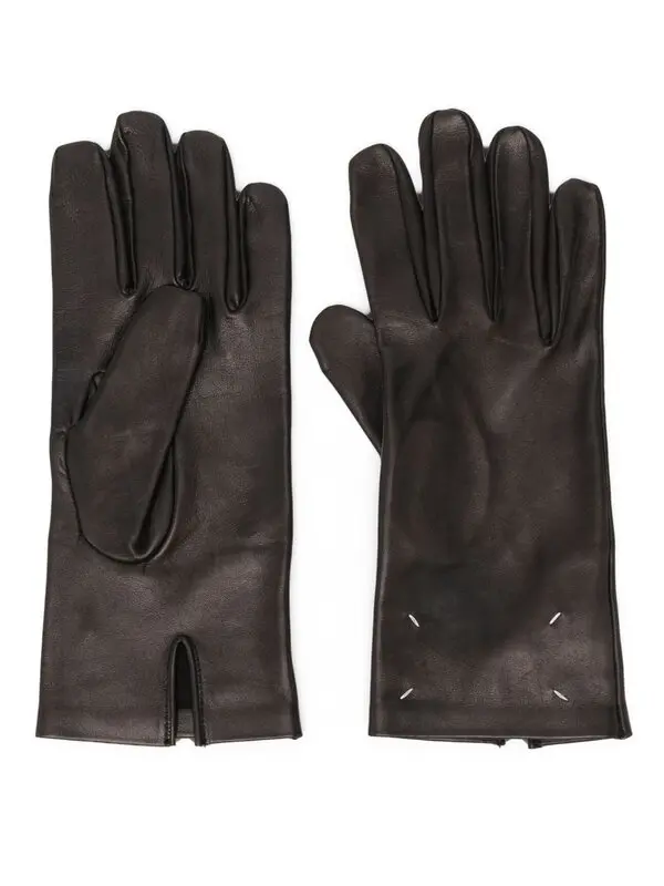 MAISON MARGIELA Four-stitch Leather Gloves - Black