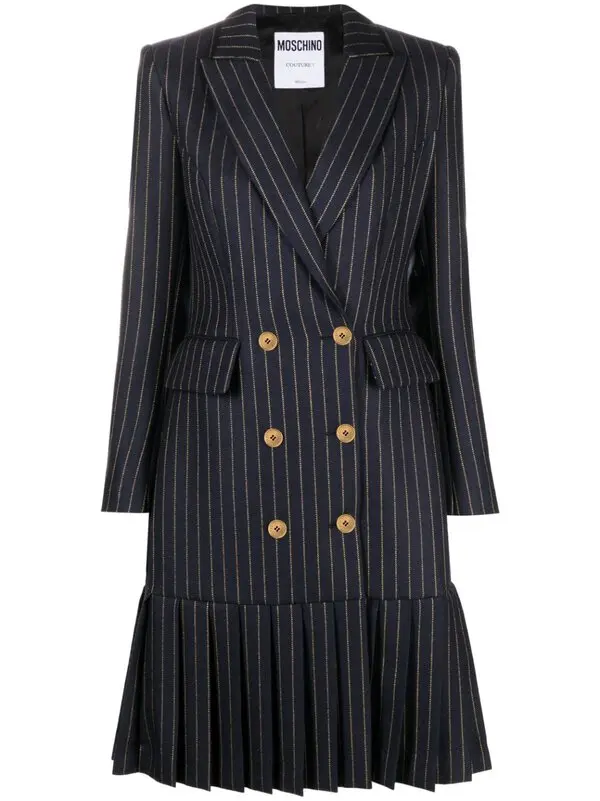 Moschino Pinstriped Pleated Blazer Dress